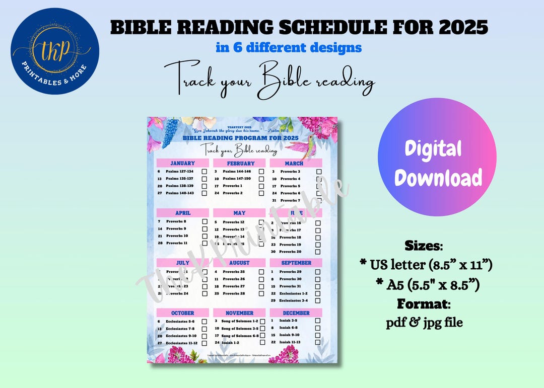 JW Bible Reading Schedule & Tracker for 2025 in 5 Different Designs and ...