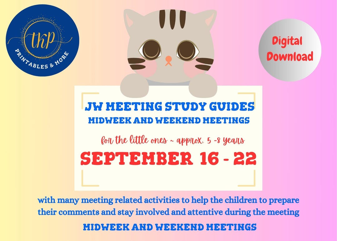 JW Weekly Meeting Pre-study Worksheets for the Little Ones Week of ...