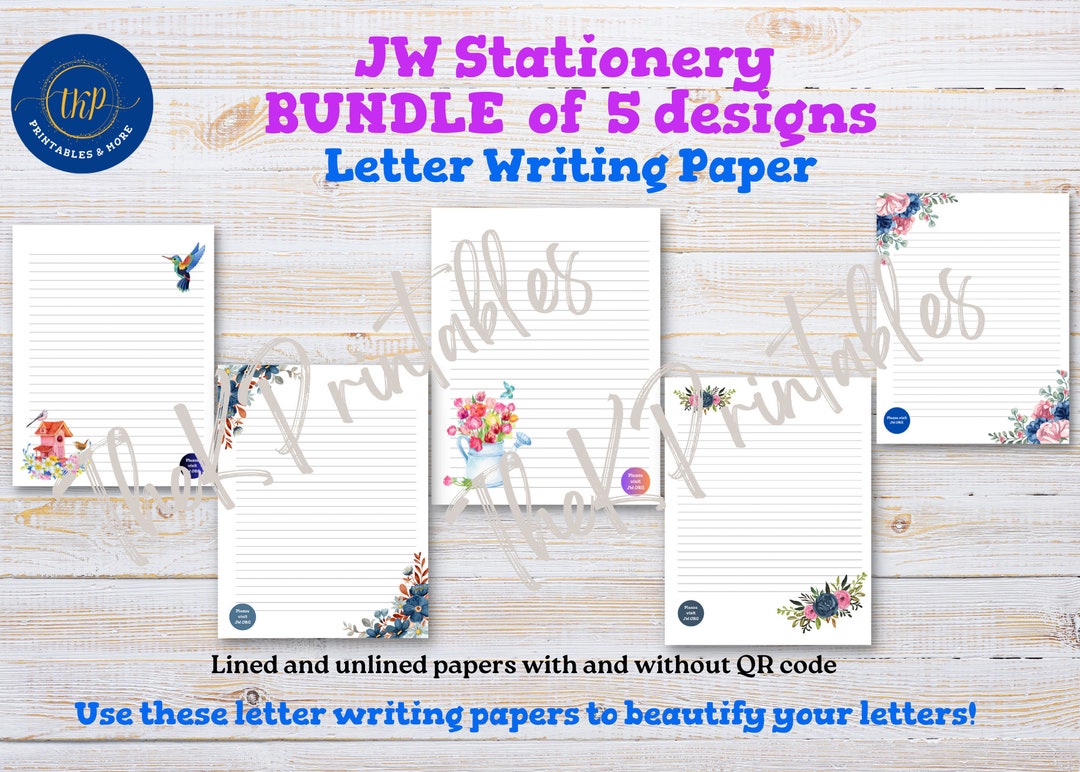 JW Letter Writing Paper ~ Bundle of 5 Designs | Jw Ministry | JW ...
