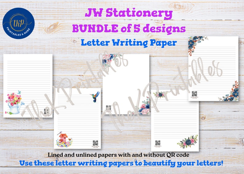 JW Letter Writing Paper Bundle of 5 Designs Jw Ministry JW Stationary ...