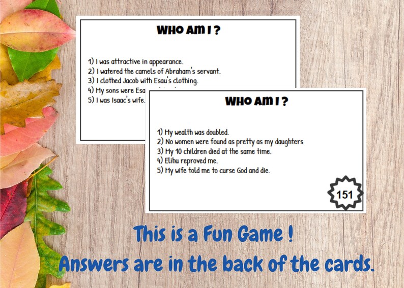 JW Bible Characters Game – "who Am I?" Flash Cards (200 Cards) (instant ...