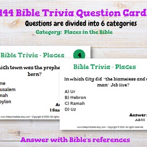 144 Bible Trivia Questions Cards JW Bible Trivia .flash Cards | Bible ...