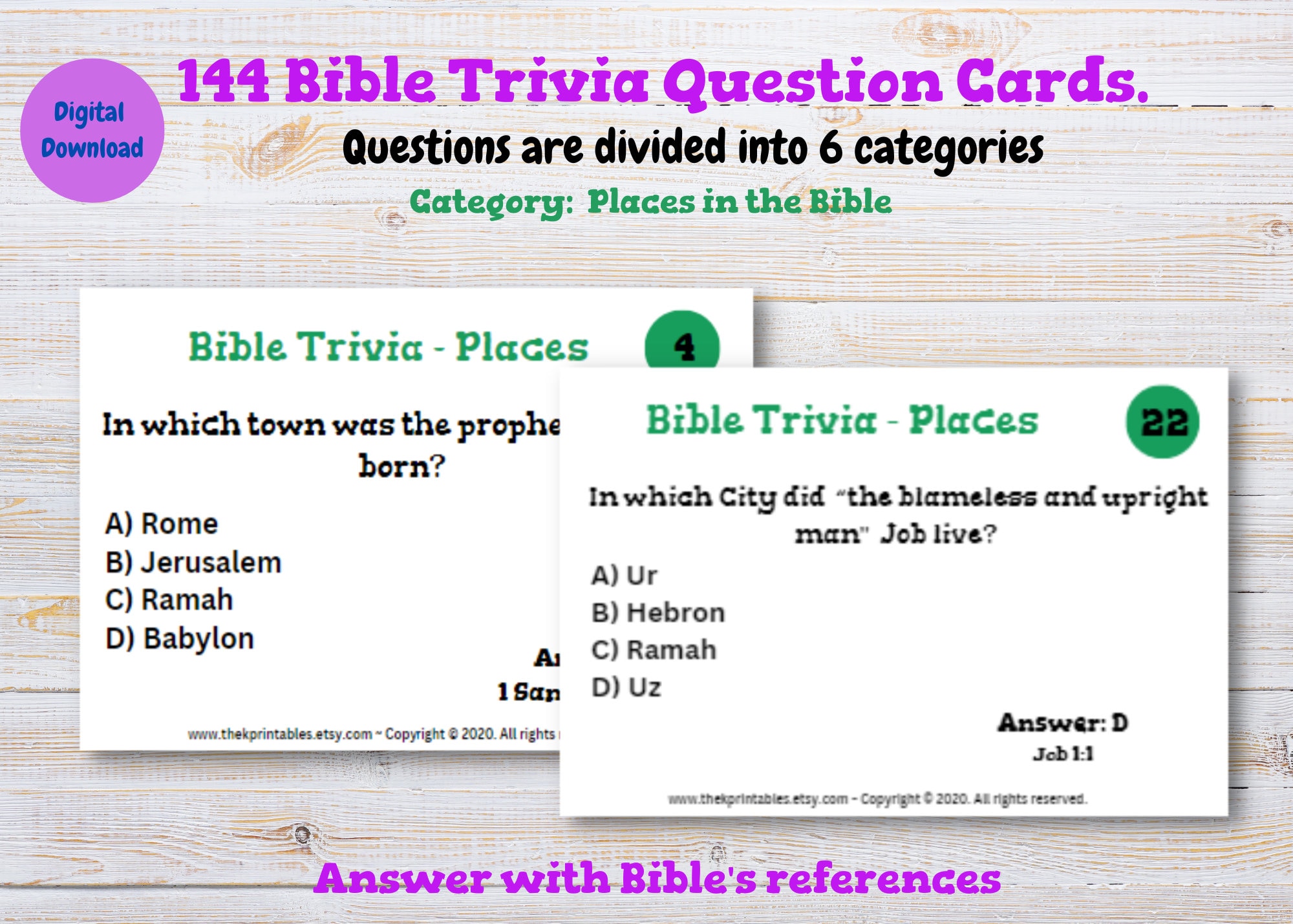 144 Bible Trivia Questions Cards JW Bible Trivia .flash Cards - Etsy