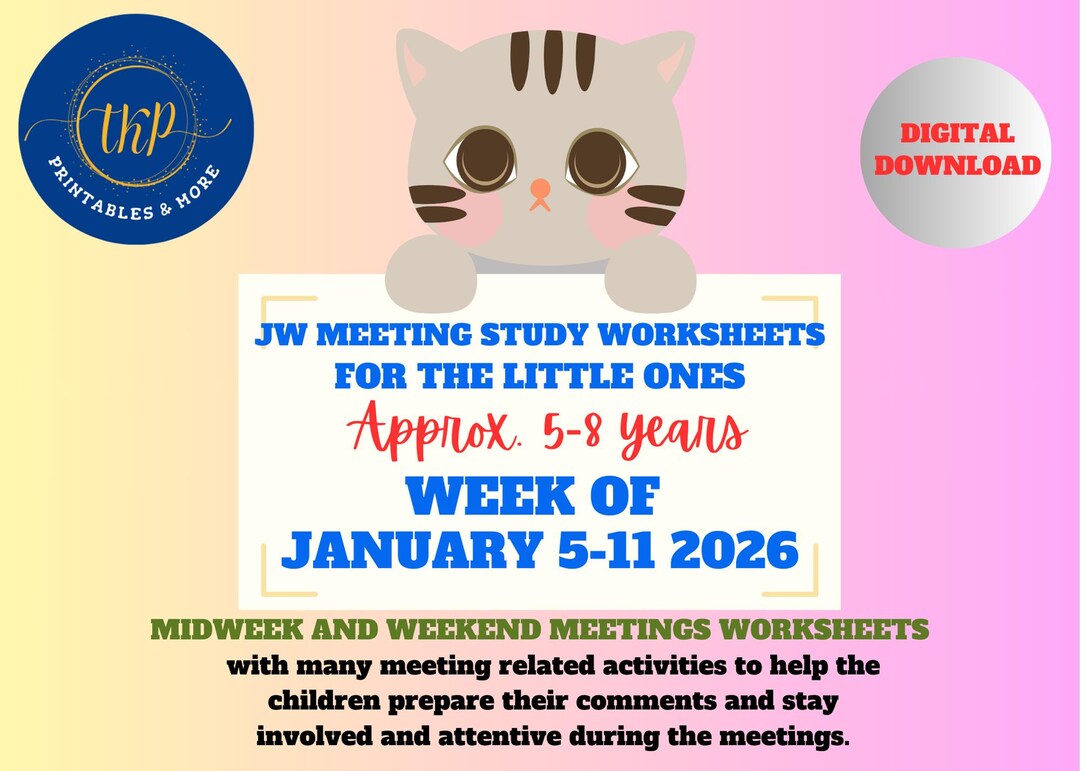JW Weekly Interactive Meeting Study Worksheets for the Little Ones ...