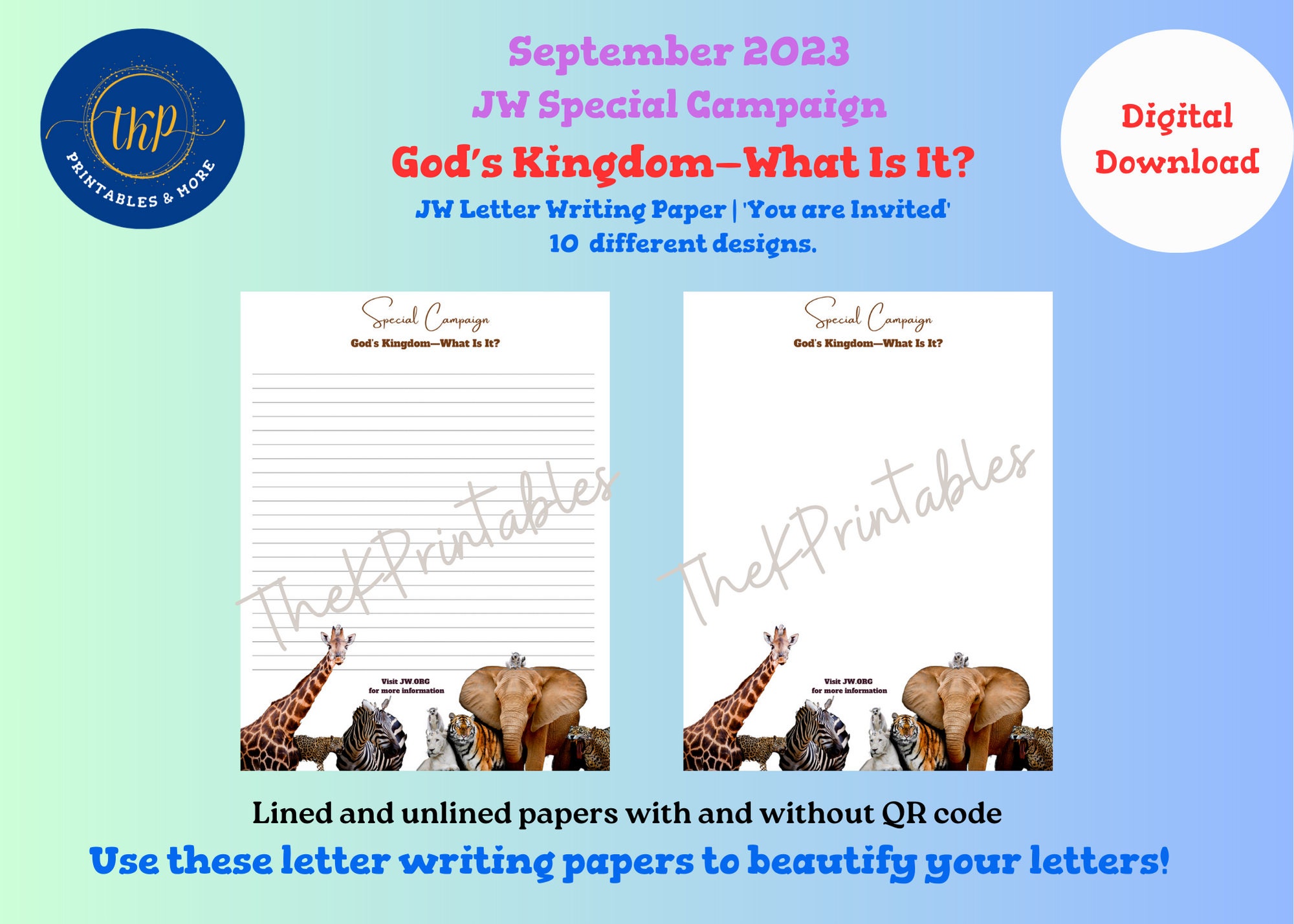2023 JW September Campaign JW Letter Writing Paper God's Kingdom Jw Ministry Available in 10 ...