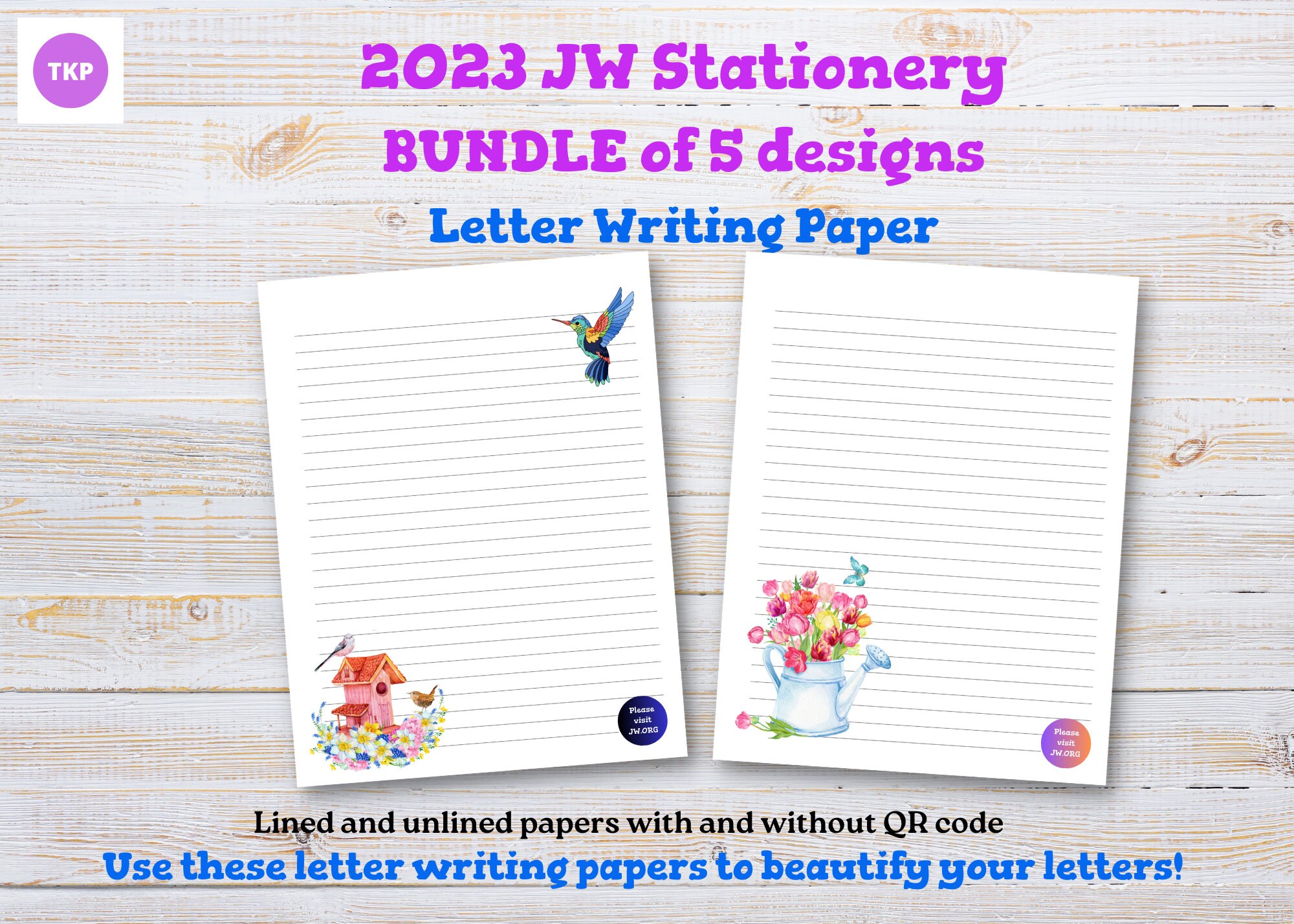 JW Letter Writing Paper Bundle of 5 Designs Jw Ministry JW Stationary ...