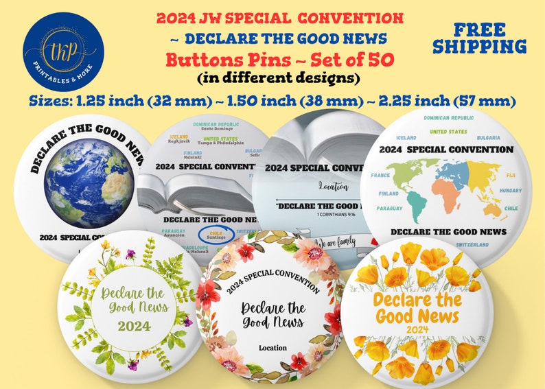 JW 2024 Reginal Convention declare the Good News Set of 50 Buttons Pins ...