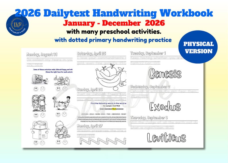 2026 JW Daily Text Activity Workbook – Kids Homeschool Study - Etsy