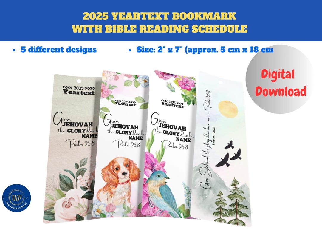 2025 JW Yeartext Bookmarks ~ 2025 Bible Reading Schedule & Tracker ~ 5 ...