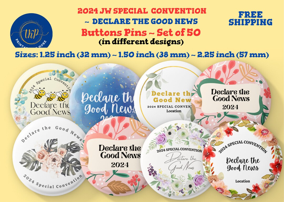 JW 2024 Reginal Convention declare the Good News Set of 50 Buttons Pins ...