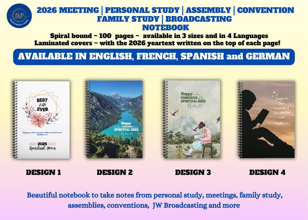 JW 2026 Yeartext Spiritual Gems Notebook for Personal Study Gems ...