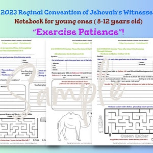 2023 JW Regional Convention exercise Patience Notebook for Young Ones 8 ...