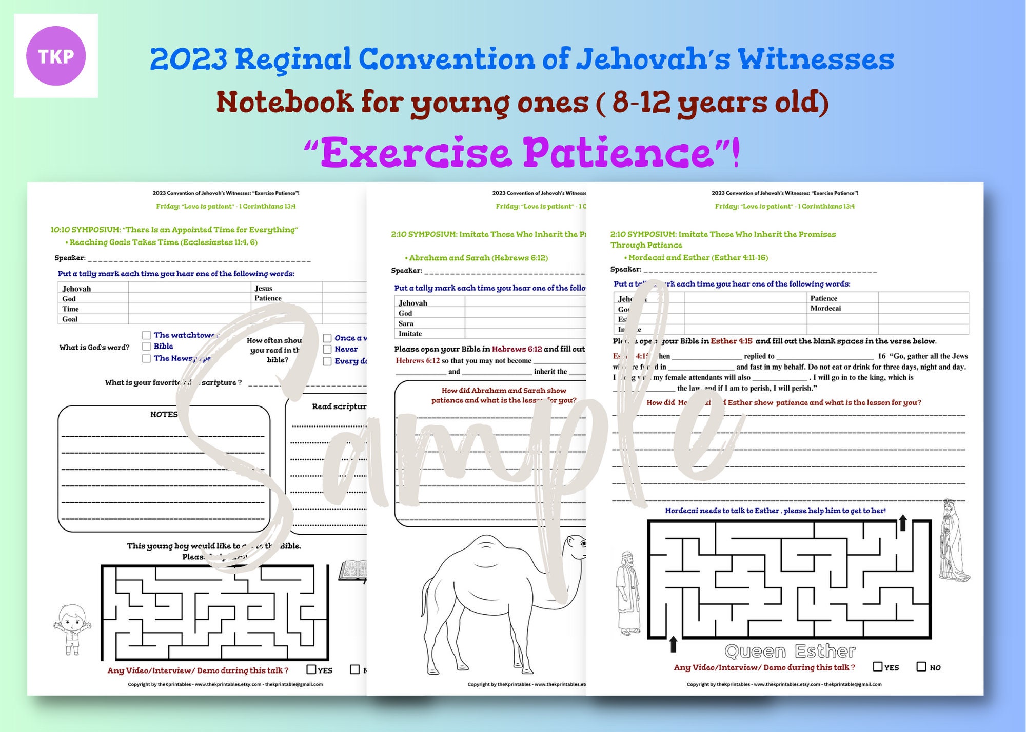 2023 JW Regional Convention exercise Patience Notebook for - Etsy Canada
