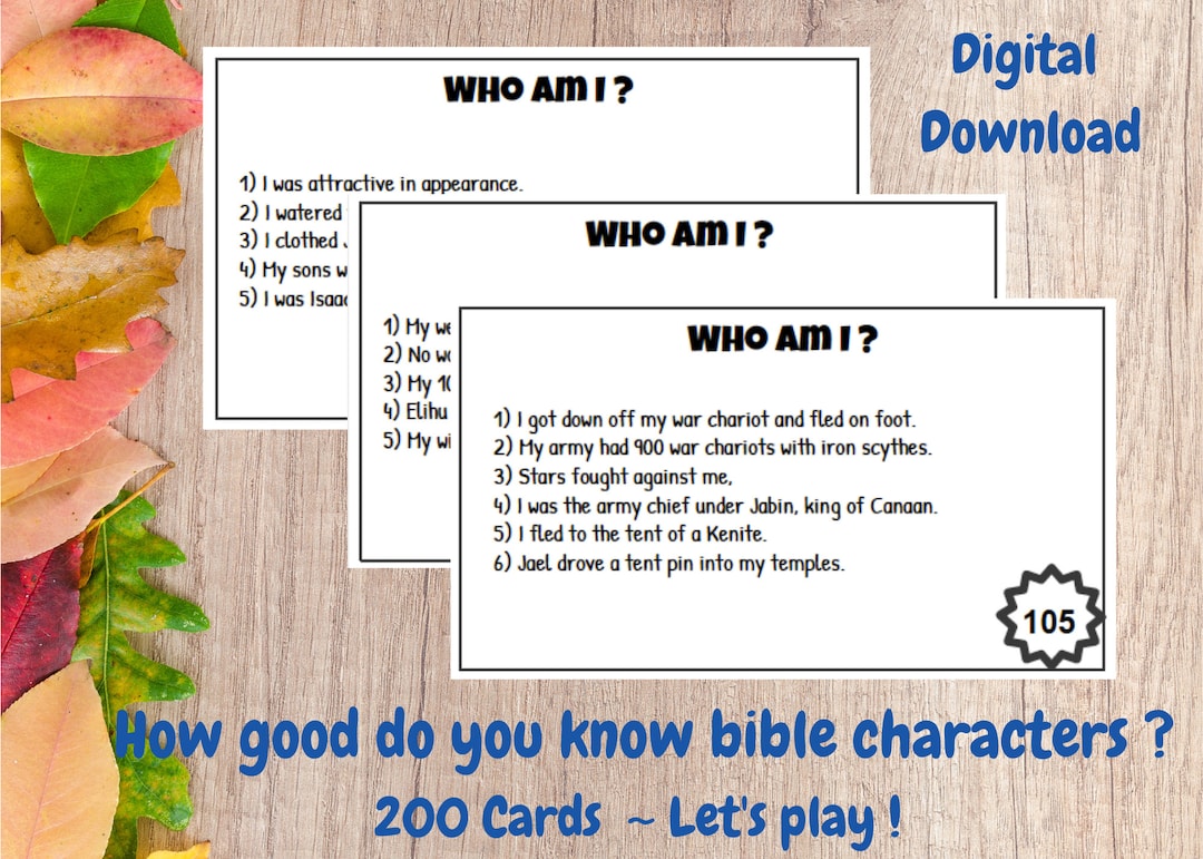 Who Am I *** JW Bible Characters Games | 200 Flash Cards | Bible Trivia ...