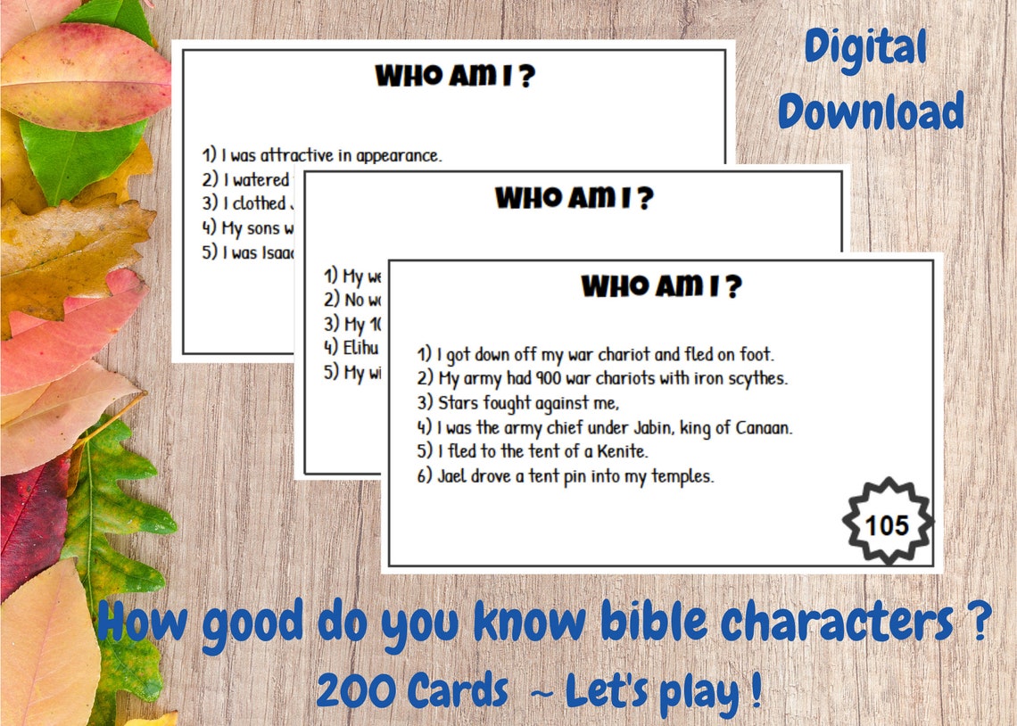 Who Am I JW Bible Characters Games 200 Flash Cards - Etsy
