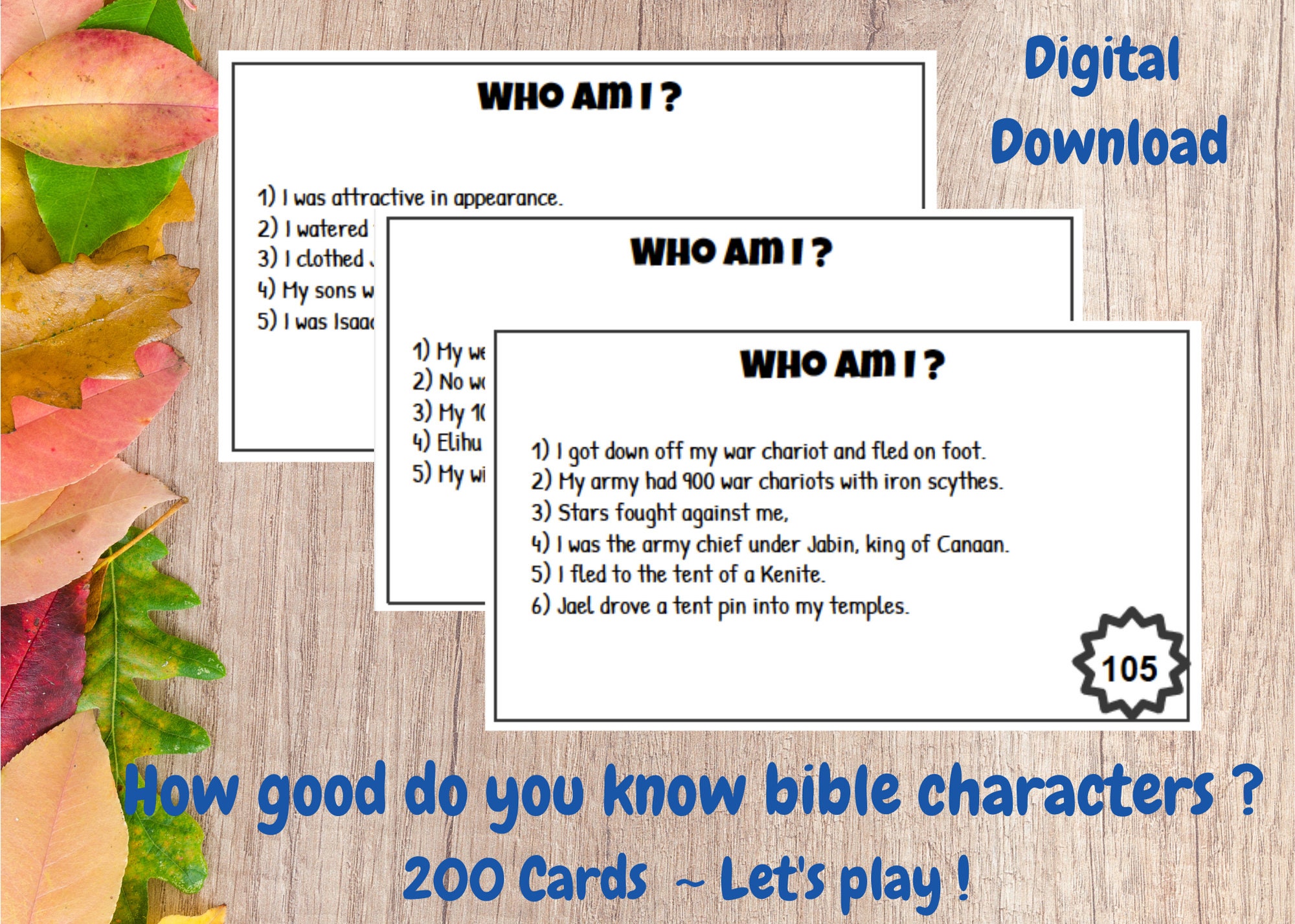 Who Am I Bible Questions Games 200 Cards DIY - Etsy