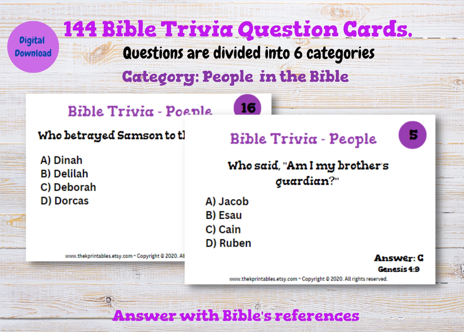 144 Bible Trivia Questions Cards JW Bible Trivia .flash Cards - Etsy