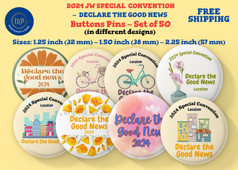 JW 2024 Reginal Convention declare the Good News Set of 50 Buttons Pins ...