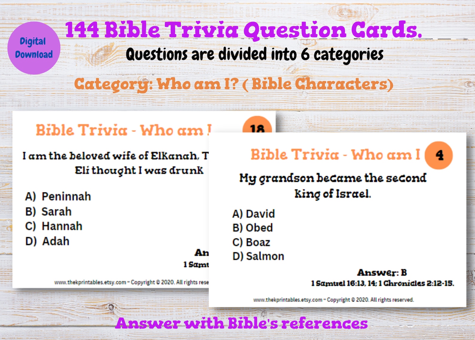 144 Bible Trivia Questions Cards JW Bible Trivia .flash Cards - Etsy