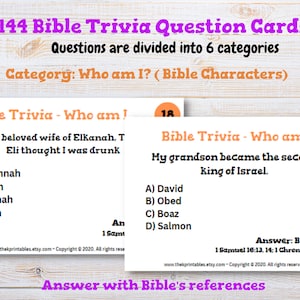 144 Bible Trivia Questions Cards JW Bible Trivia .flash Cards | Bible ...