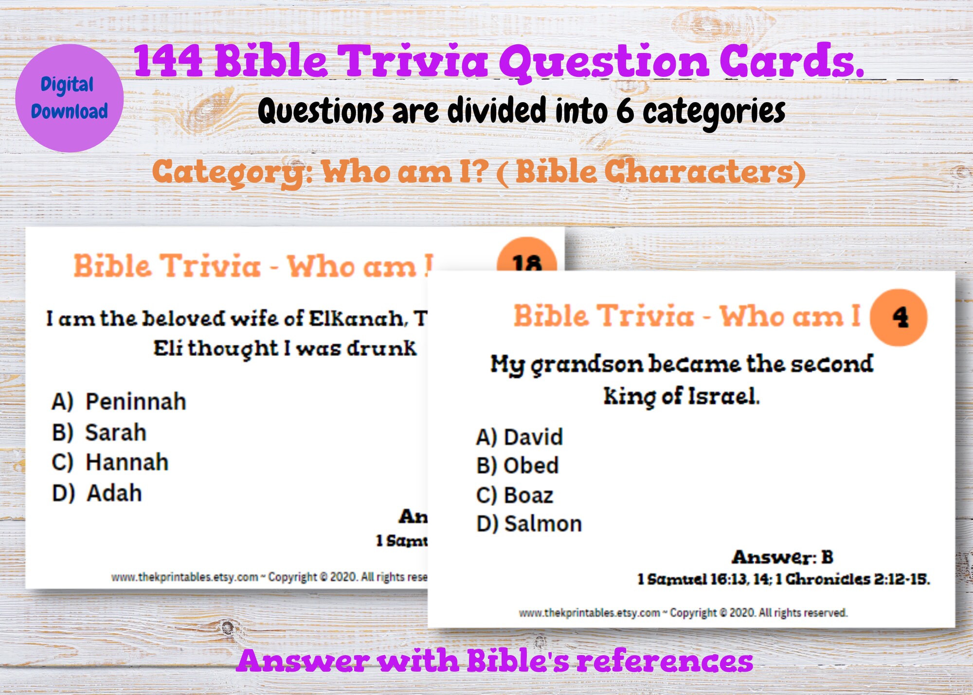 144 Bible Trivia Questions Cards JW Bible Trivia .flash Cards | Bible ...