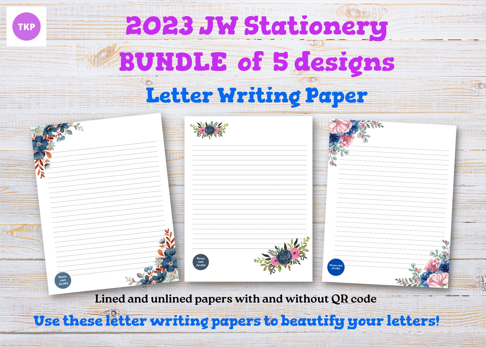 JW Letter Writing Paper Bundle of 5 Designs Jw Ministry JW Stationary ...