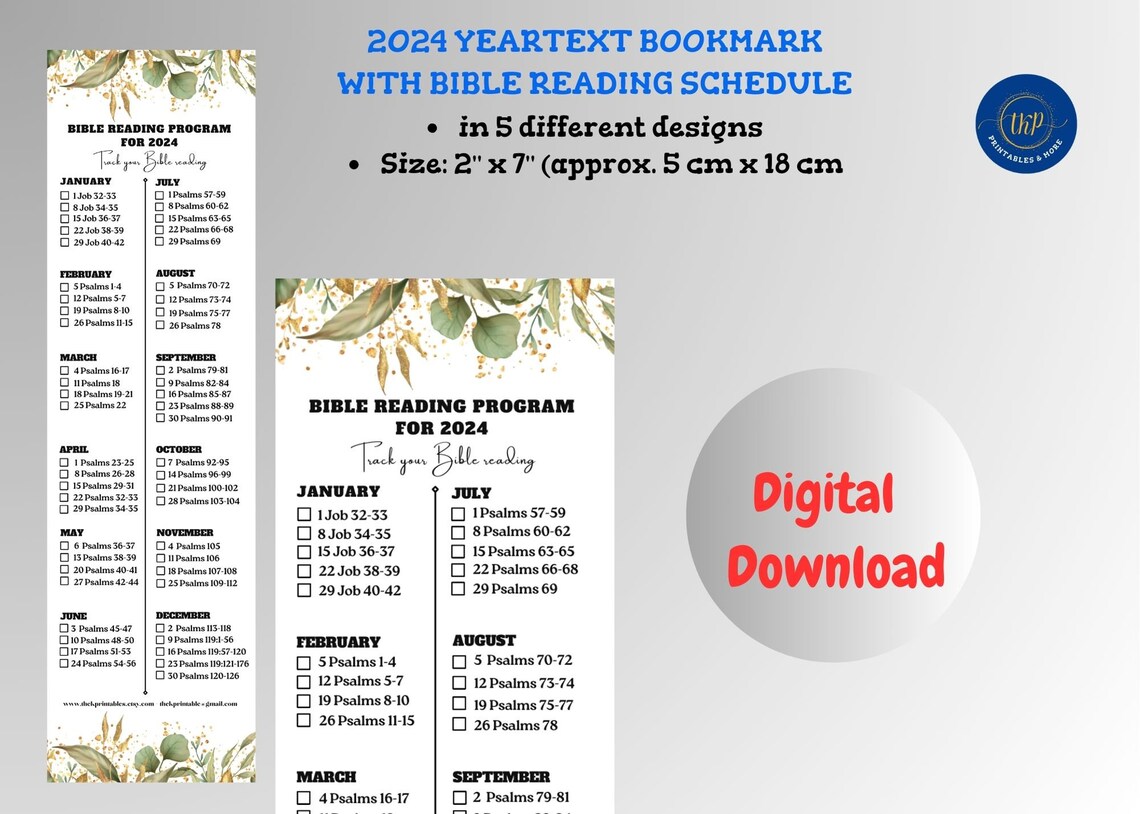 2024 JW Yeartext Bookmark With Bible Reading Schedule & Tracker for ...