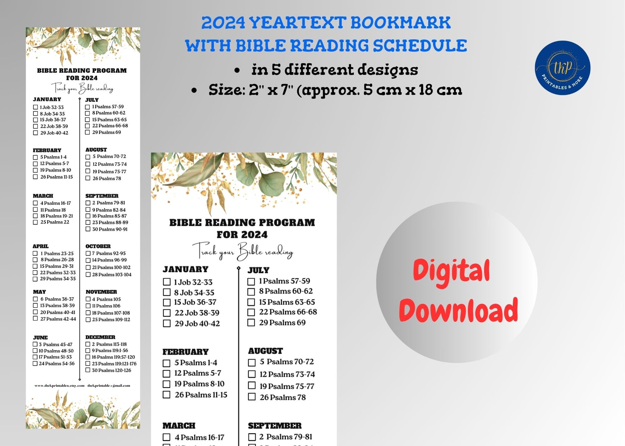 2024 JW Yeartext Bookmark With Bible Reading Schedule & Tracker for ...