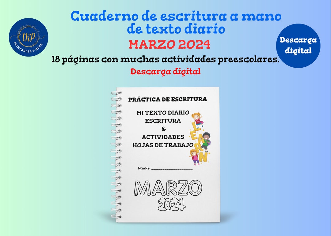 Hojas De Escritura Y Actividades Texto Del Día MARZO 2024 Para Niños ...