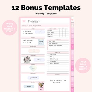 Girly Digital Daily Journal for Goodnotes & Notability, Cute Aesthetic ...