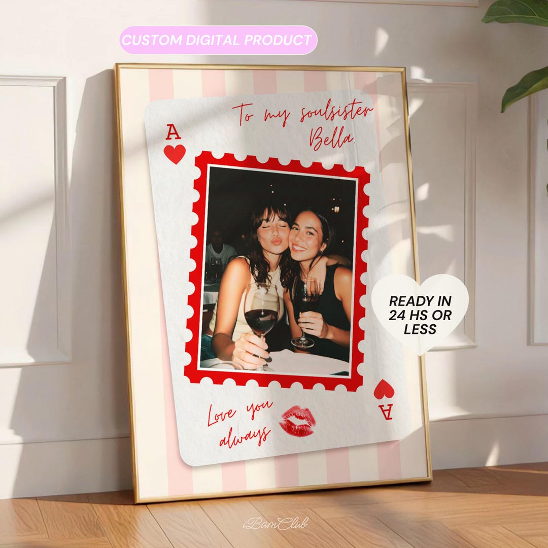 Custom Photo Playing Ace Card Print, Personalized Best Friends Wall Art ...