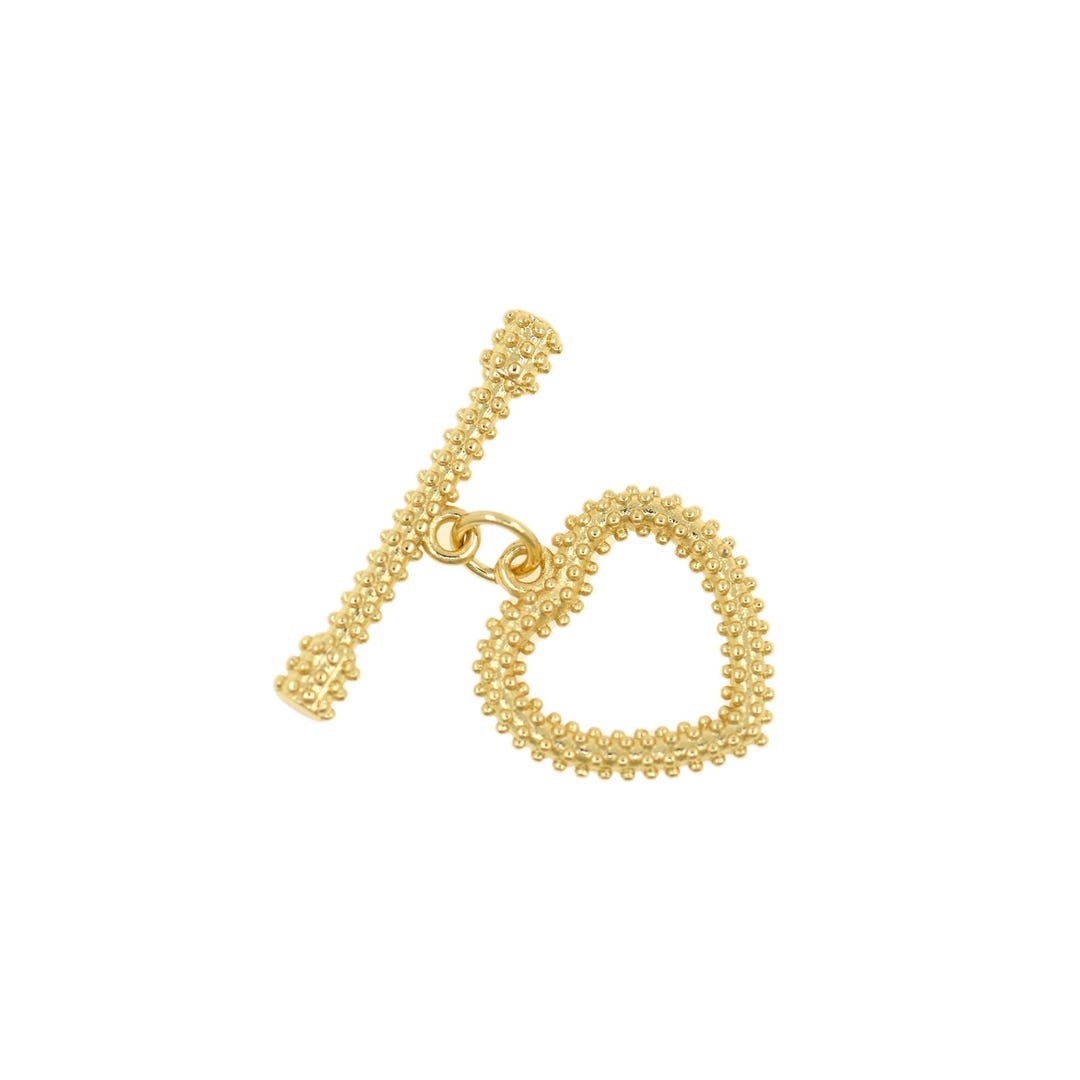 Vintage Style Beaded Heart Toggle Bar in 18K Gold Filled for Unique ...