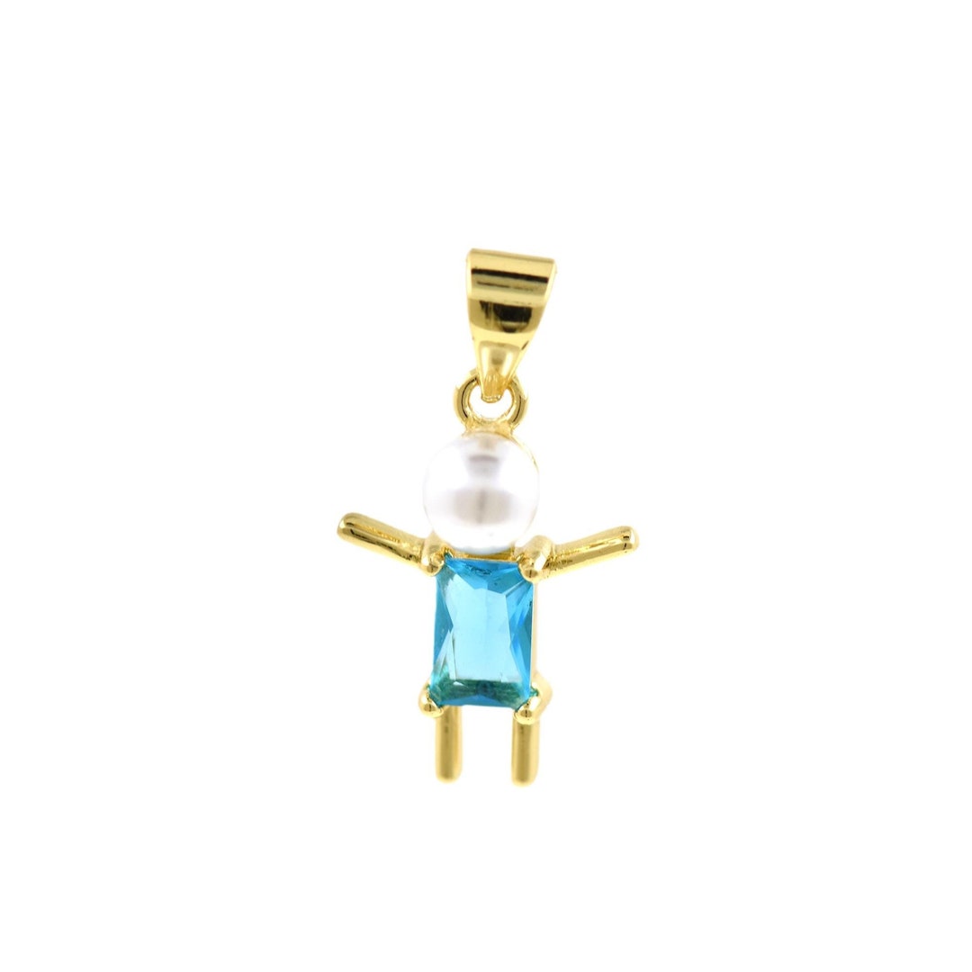 Diamond-inlaid Portrait Pendant, Gold Doll Pendant, Mini Boy Girl ...
