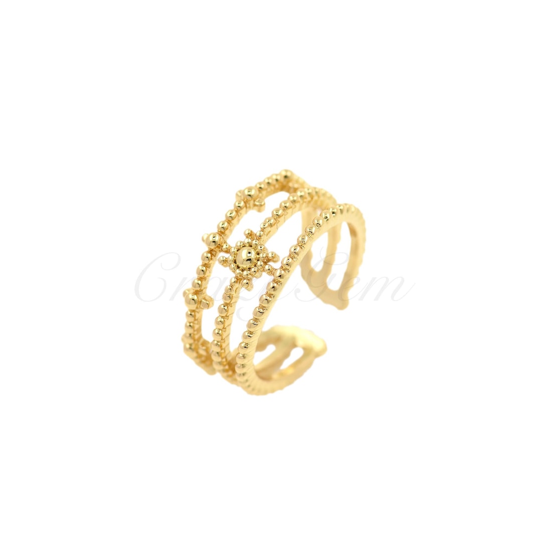 Simple Brass Gold Plated Openwork Ring, Adjustable Ring for DIY Jewelry ...