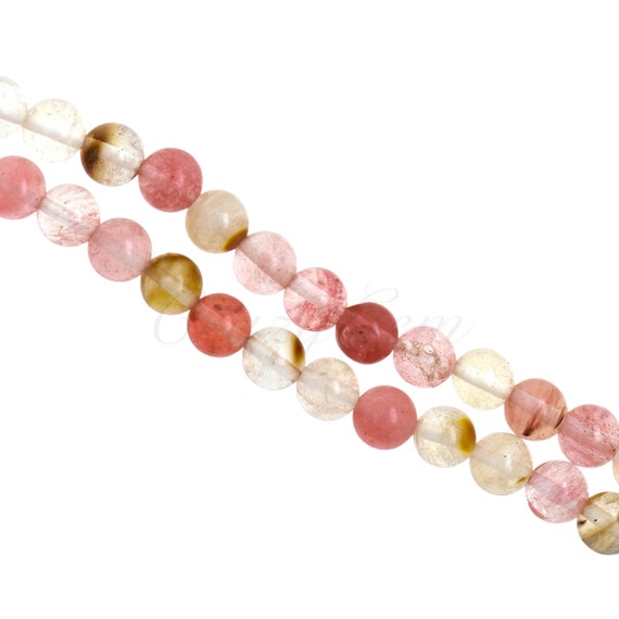Natural Round Watermelon Quartz Gemstone Agate Bead Stranddiy - Etsy