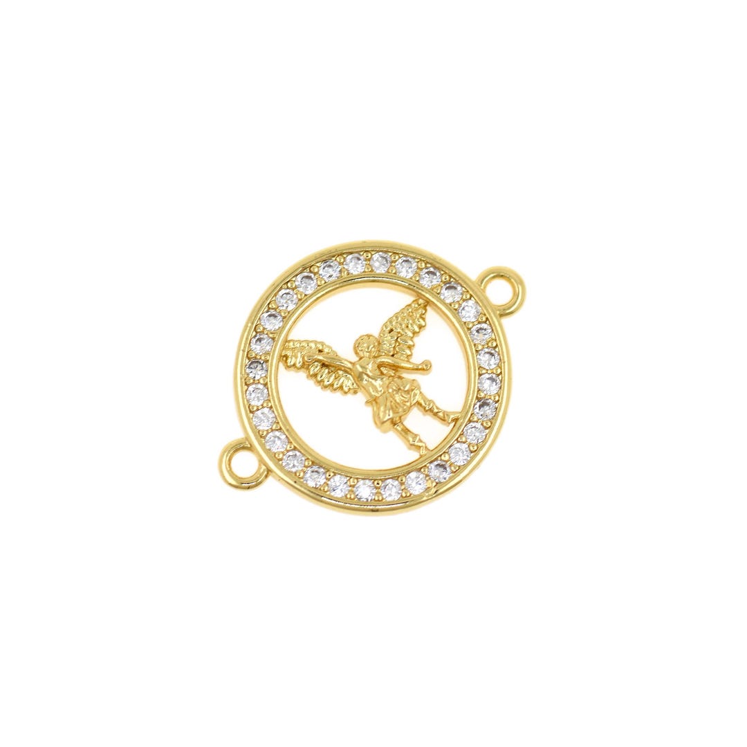 Spiritual Angel Connector Charm 18K Gold Filled Religious Jewelry Link ...