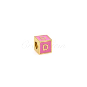 Black Enamel Cube Initial Alphabet Beads for Bracelets and Jewelry ...