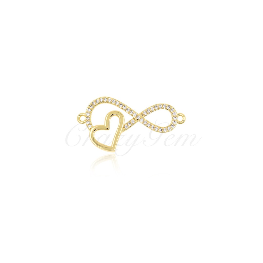 Heart Shape Infinity Connector Charm,18k Gold Filled Infinity Necklace ...