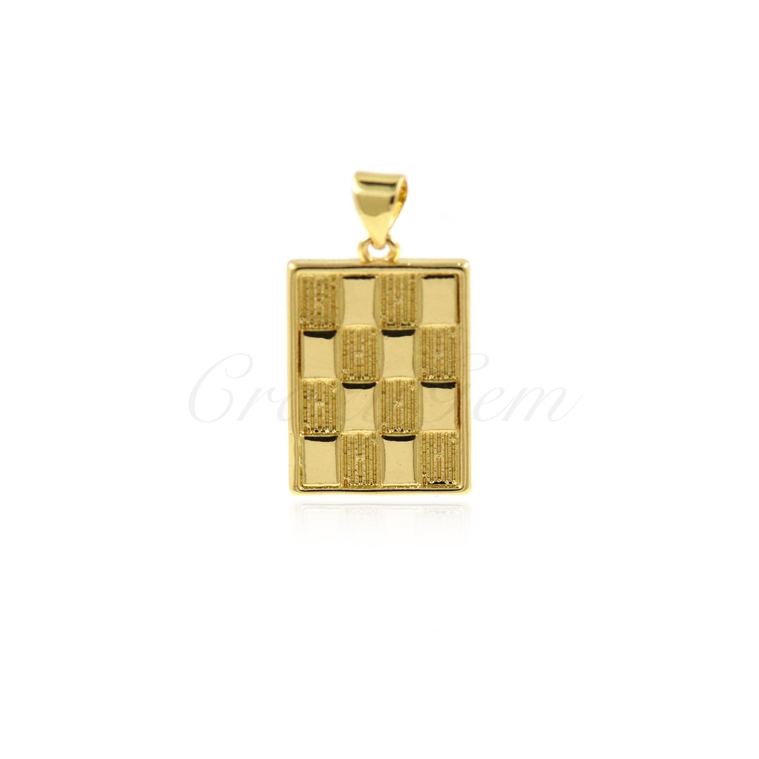 Shiny Gold Square Pendant,good Luck Medallion,lucky Charm Pendant ...
