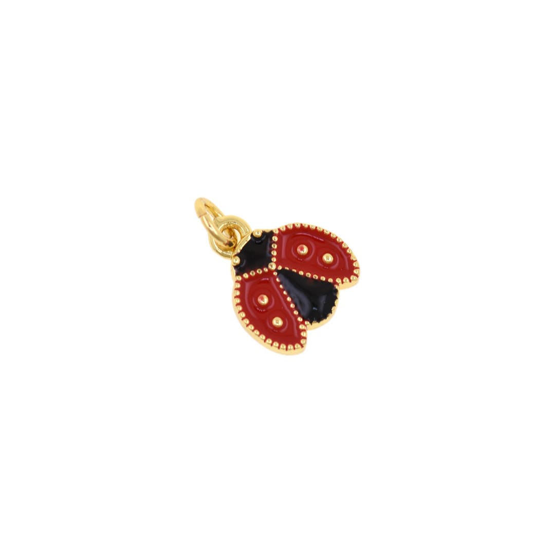 Cute Ladybug Charm Pendant 18K Gold Filled Enamel Red Black Insect ...