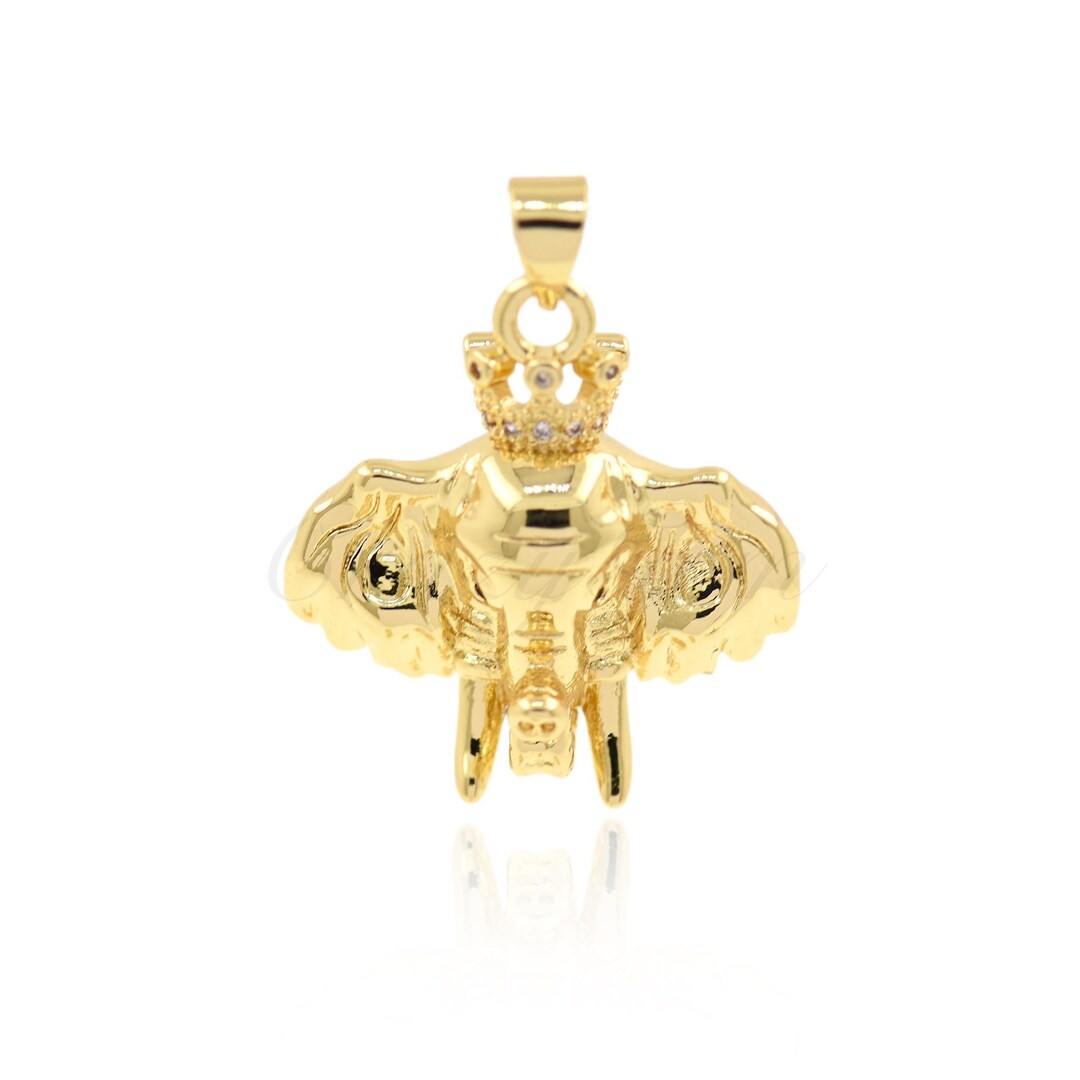 18k Gold Filled Elephant Charms,king Animal Necklace Pendant for DIY ...