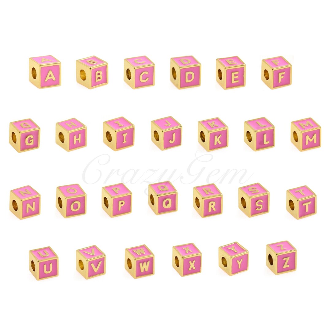 Colorful Initial Letter Bracelet Spacer Beads,18k Gold Filled Square ...