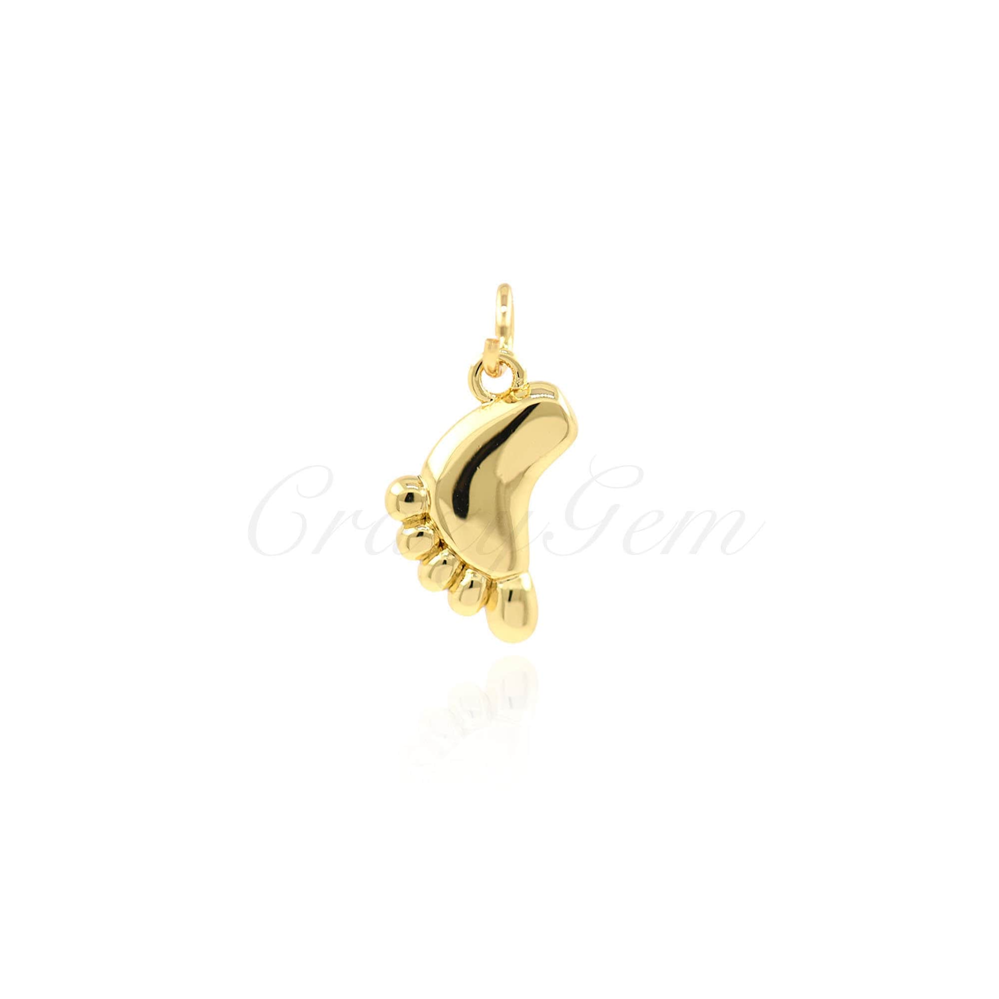 Simple Filled Gold Footprint Pendant Footprint Charm for DIY - Etsy
