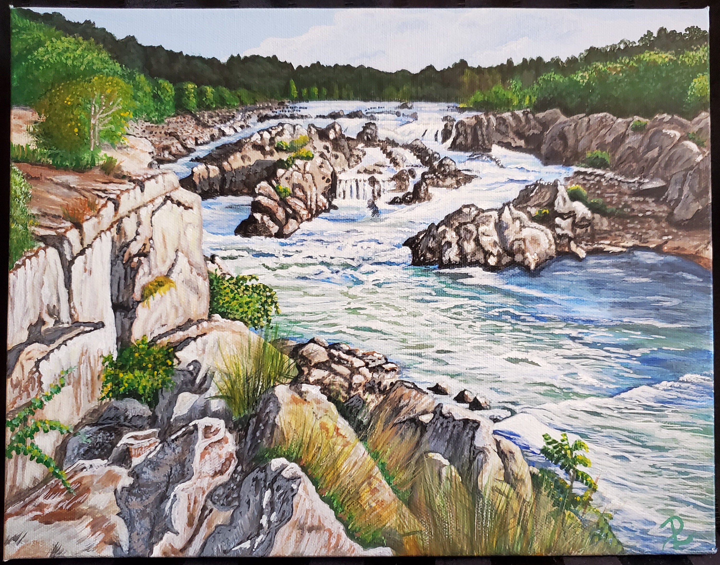 Waterfall Print, Great Falls Print, River Art, Waterfalls Art ...