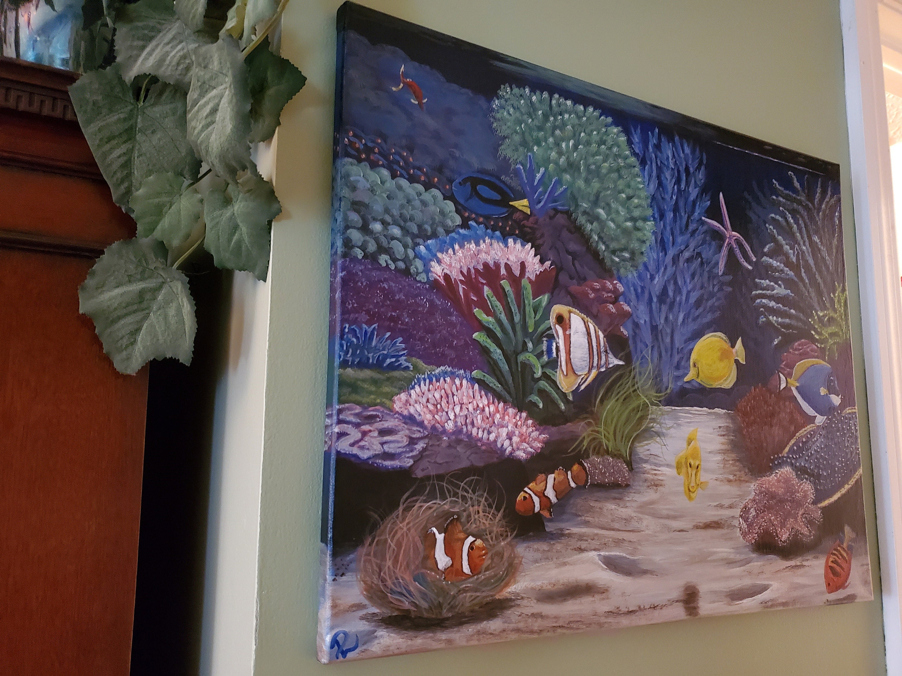 Fish Aquarium, Underwater Painting Fish Tank Decor, Fish Painting ...