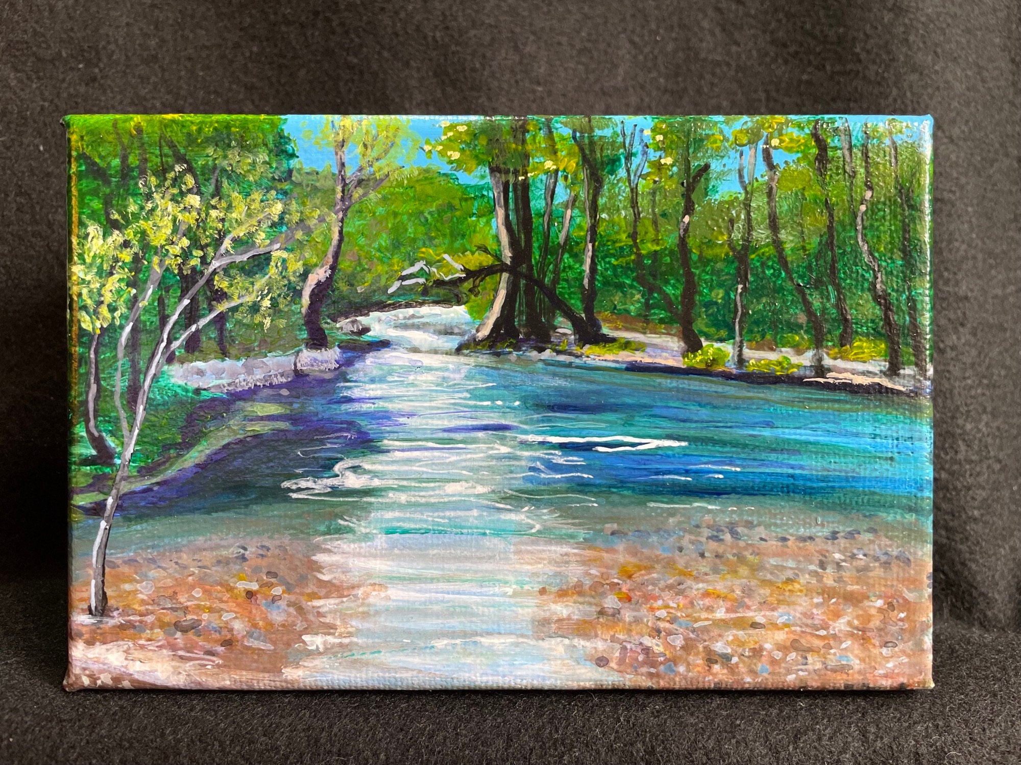 Forest Stream Painting River Spring Stream Painting, Realistic