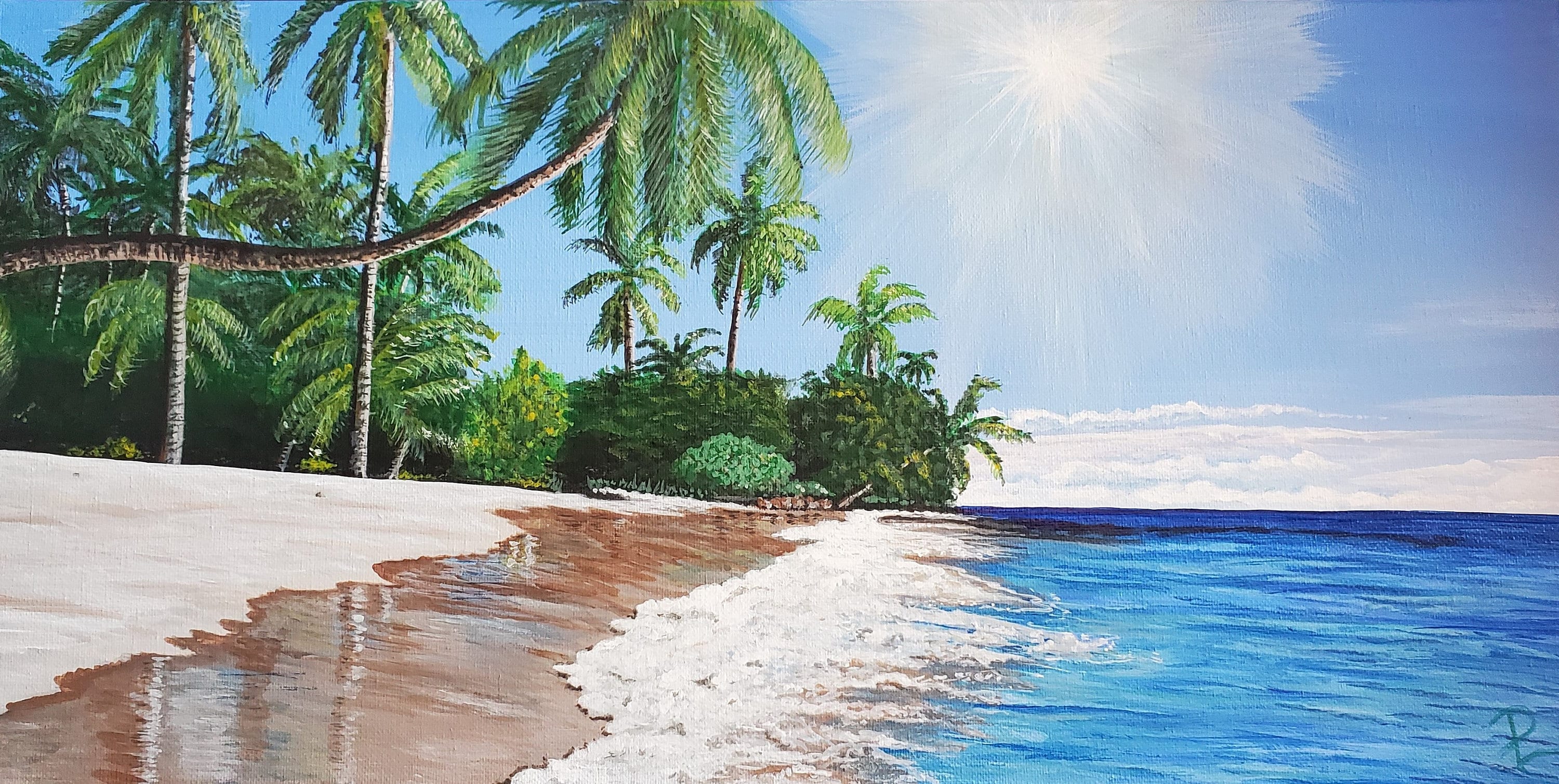 Coastal Painting, Tropical Beach Painting, Tropical Island, Island Palm ...
