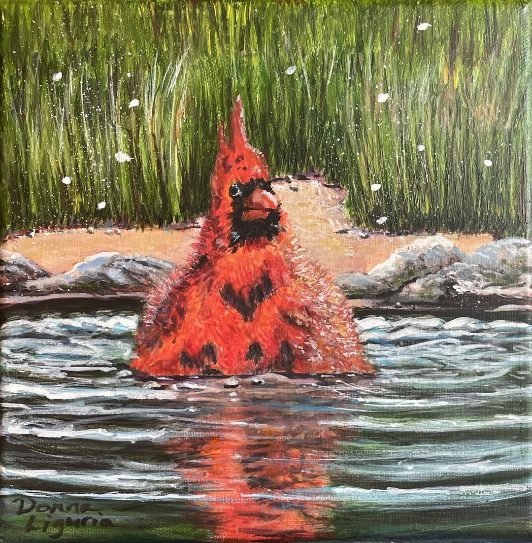 Cardinal Painting, Bird Art, Bird Painting, Red Bird Painting, Bird ...