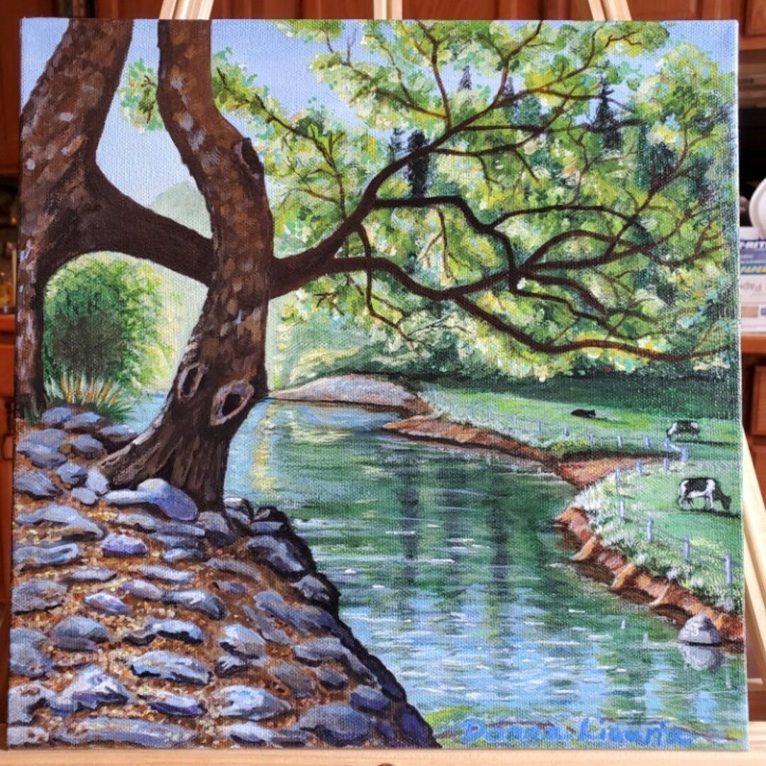 River Rocks, Rivers Art, Rivers Painting, Landscape, Forest Stream ...