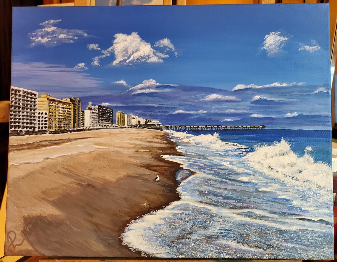 Virginia Beach, Virginia Art, Beach Painting, Beach Seashore Painting ...